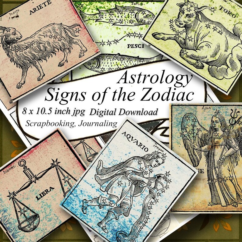 Medieval Astrology Signs Sun Signs of the Zodiac Printable - Etsy