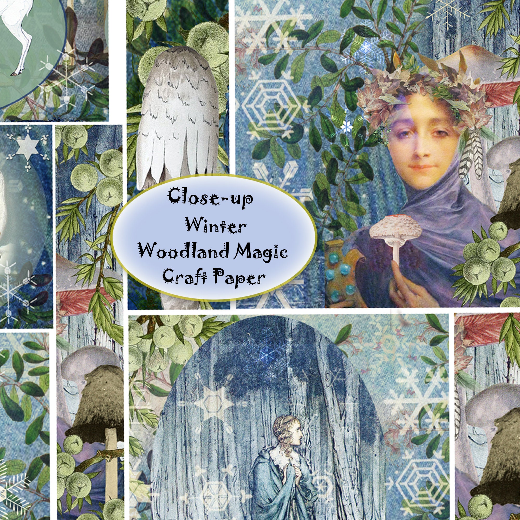 Printable Winter Woodland Magical Winterland Digital Craft Paper ...