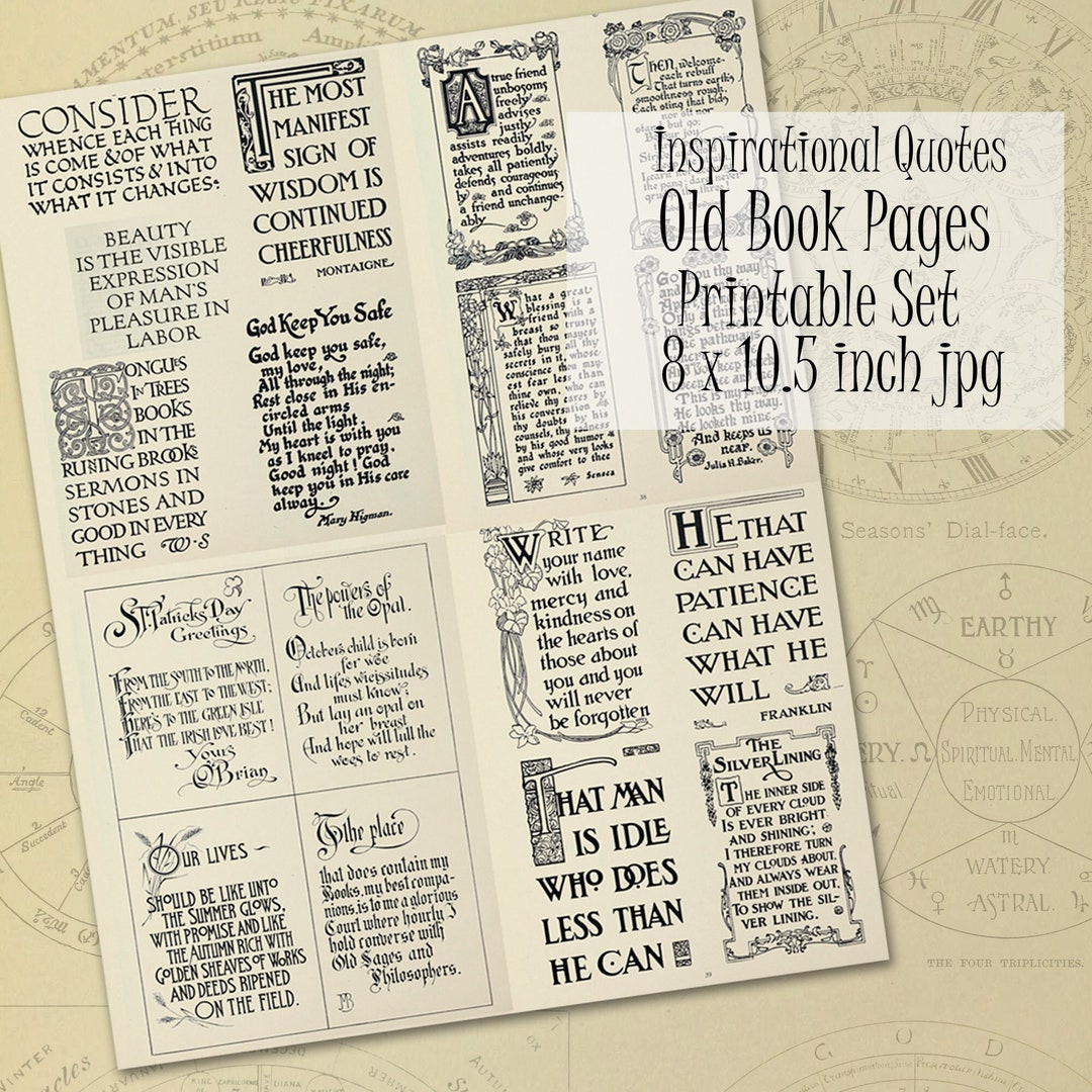 Inspirational Phrases Printable Journaling Prompts, Old Book Pages ...