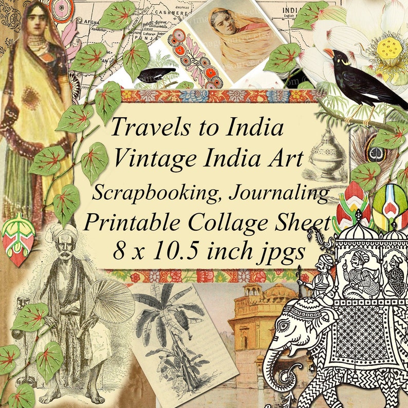 Travel to India Printable Scrapbook Images I, Journaling Download ...