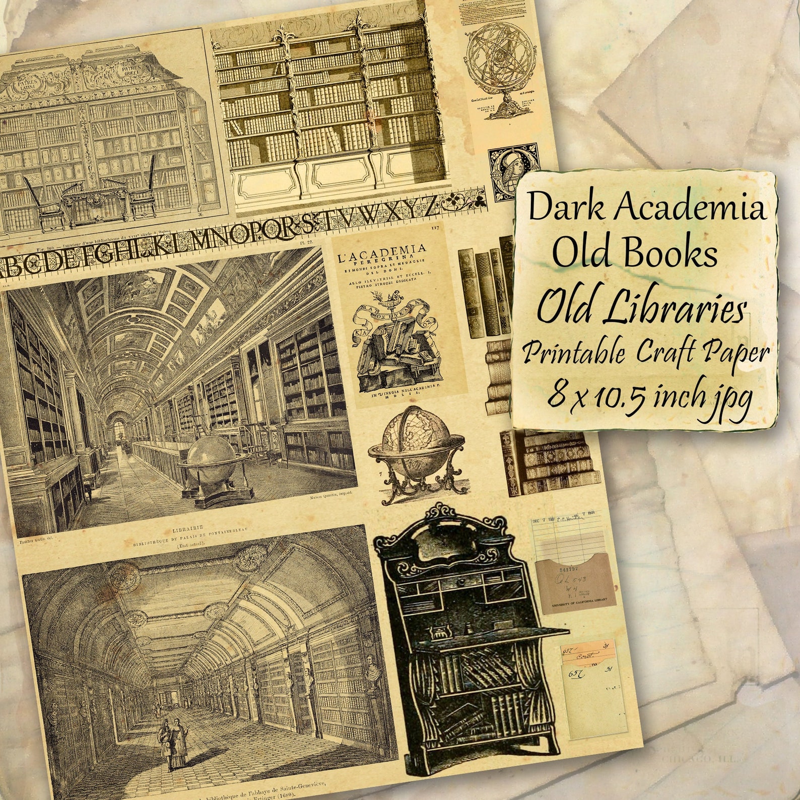 Dark Academia Printable Clipart Old Books and Old Libraries - Etsy