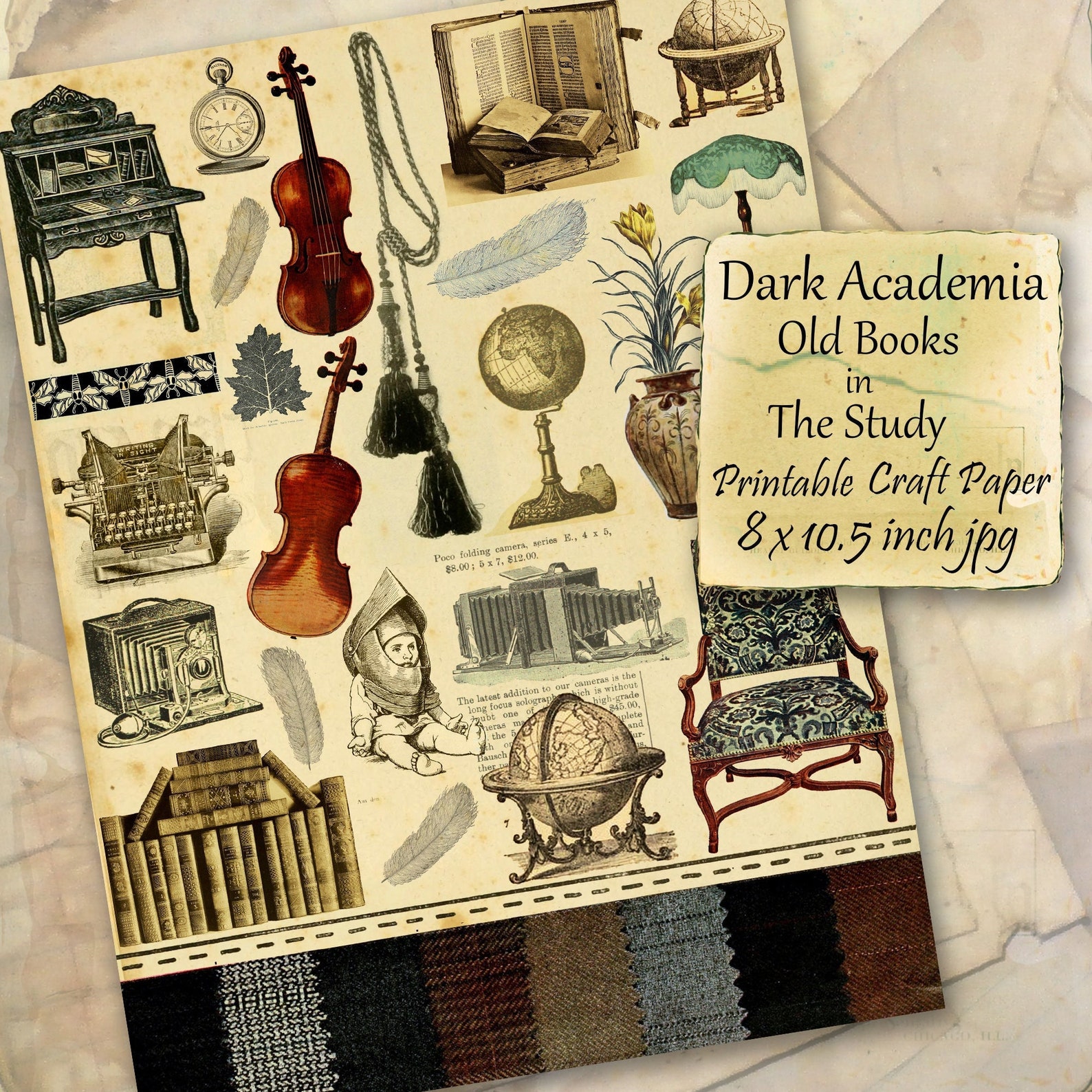 Dark Academia Printable Clipart Old Books in the Study - Etsy