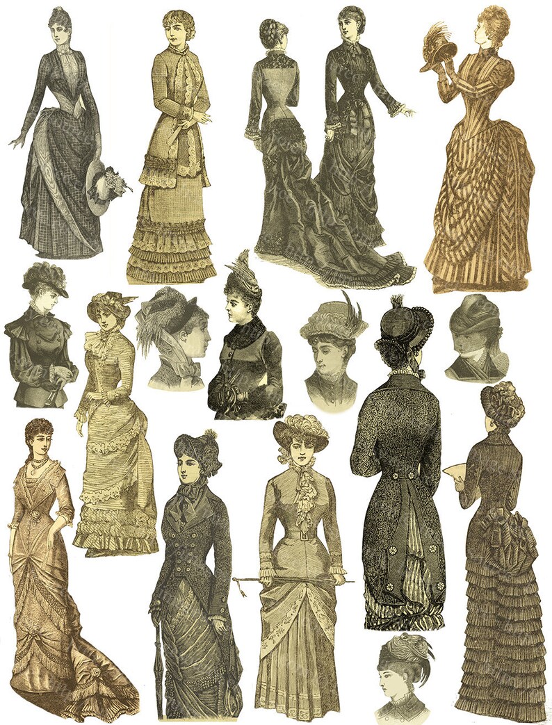 Victorian Ladies Fussy Cut Printable Digital Collage Sheet Etsy
