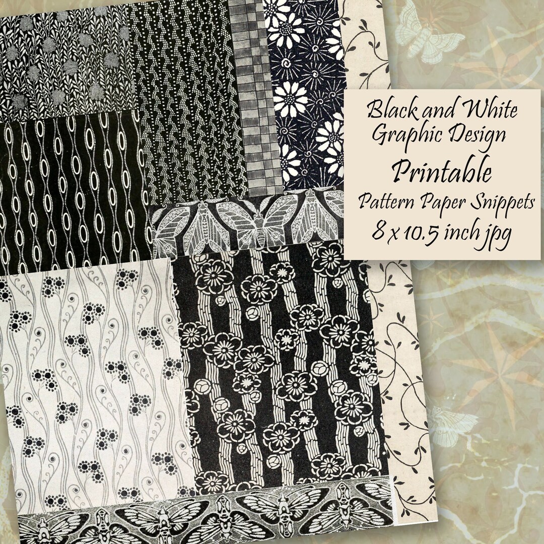 Printable Graphic Design, Art Pattern Paper, Black and White ...