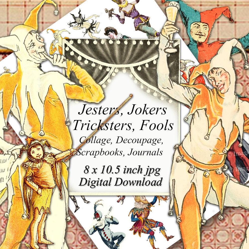 Jesters and Jokers Digital Collage Sheet, Printable Renaissance ...