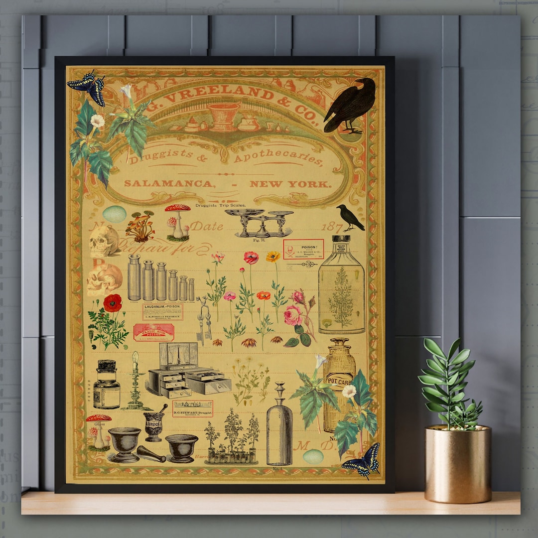 Victorian Apothecary Printable Wall Art Original Design Digital Collage ...