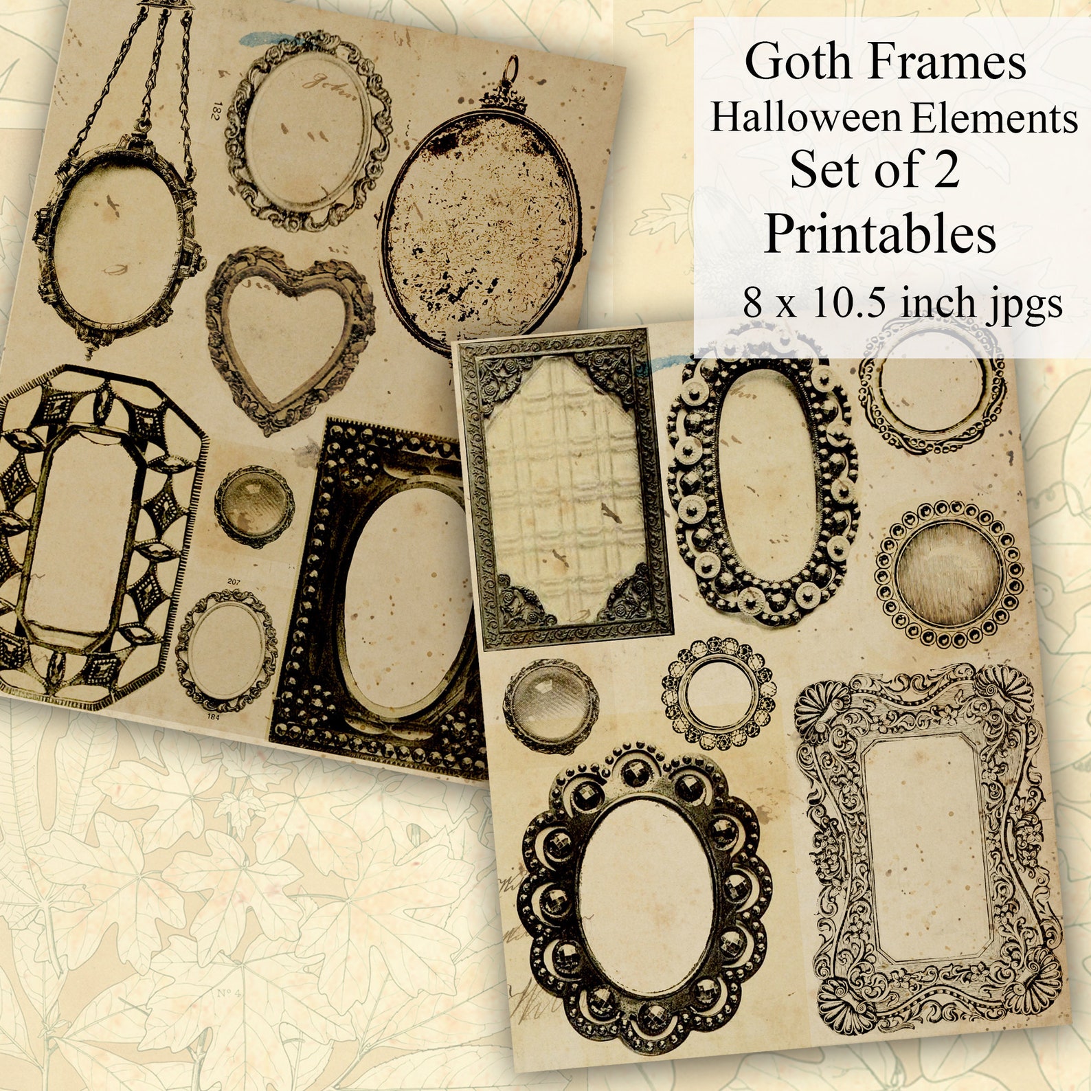 Goth Frames Halloween Elements Printable, Clusters, Scrapbooking ...