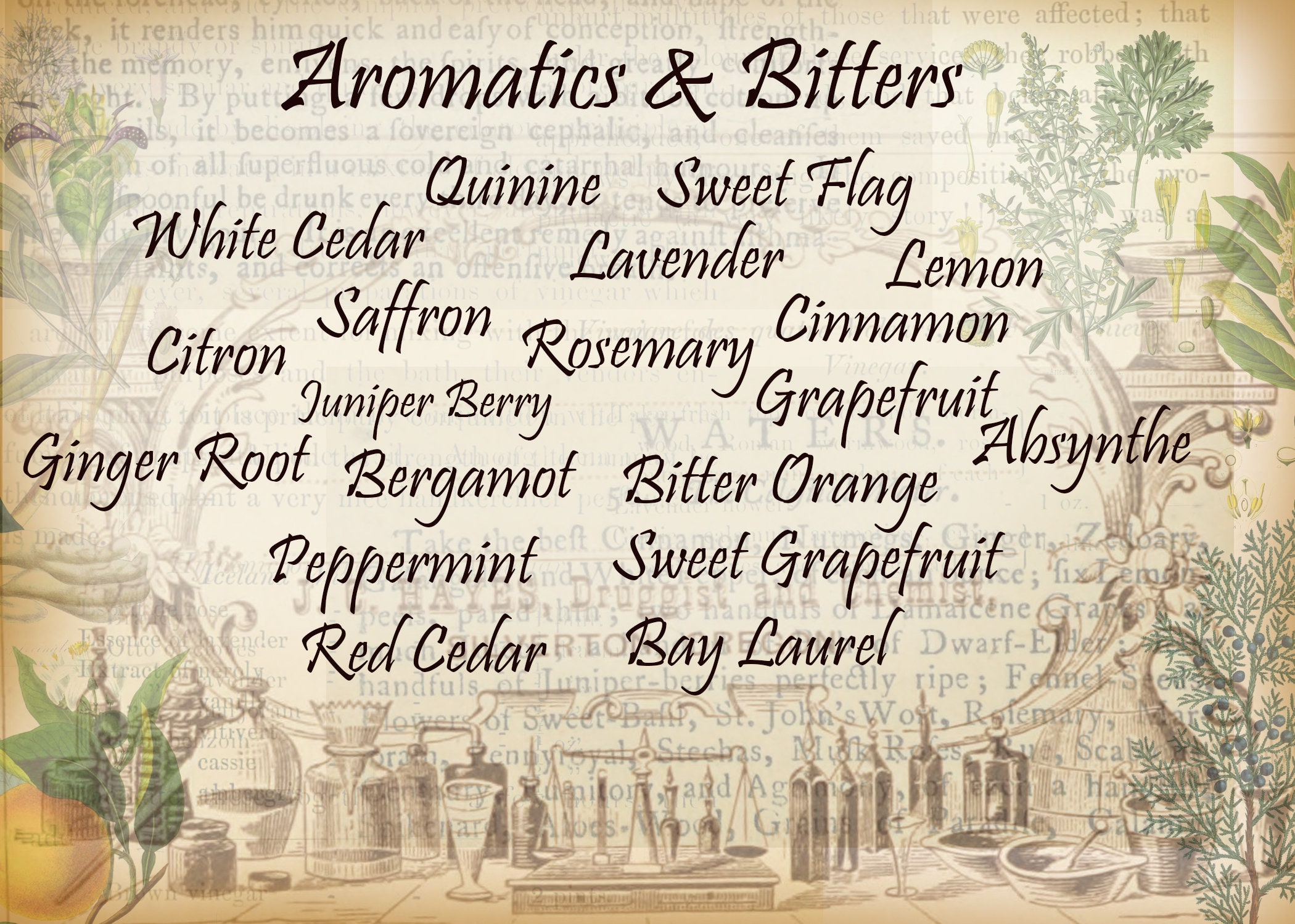 Apothecary Herbs Printable Aromatics and Bitters Botanical Collection ...