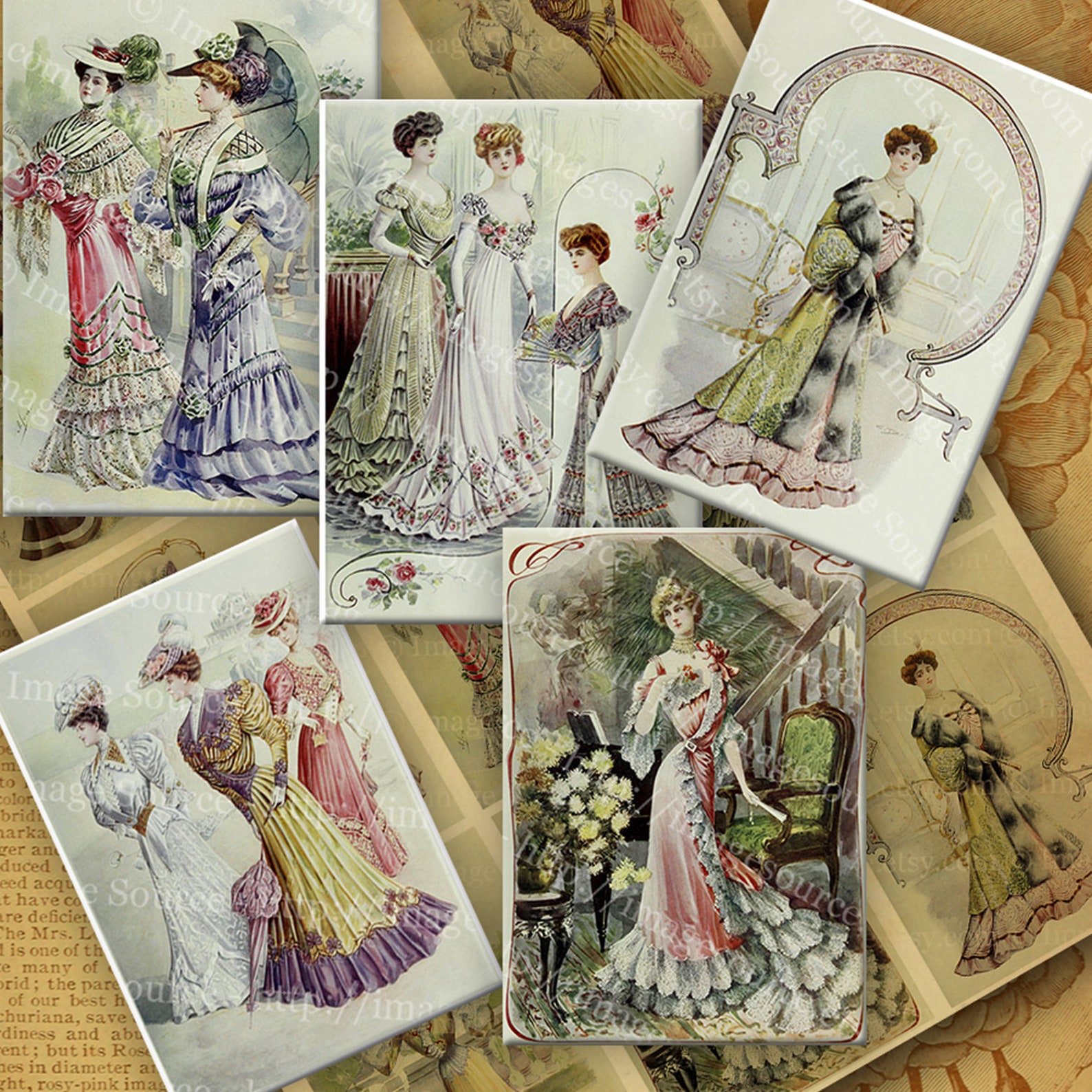 Victorian Ladies Printable Cards Digital Collage Sheet ATC - Etsy