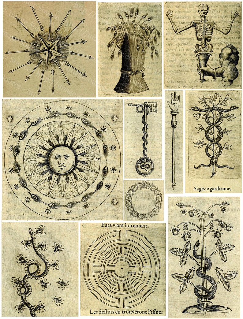Alchemy Symbols Medieval Mysticism Collage Sheet Digital - Etsy