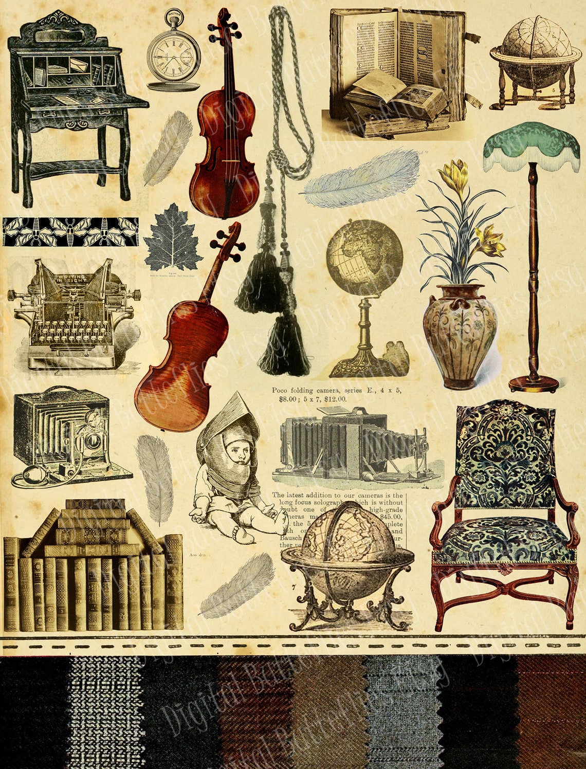 Dark Academia Printable Clipart Old Books in the Study - Etsy