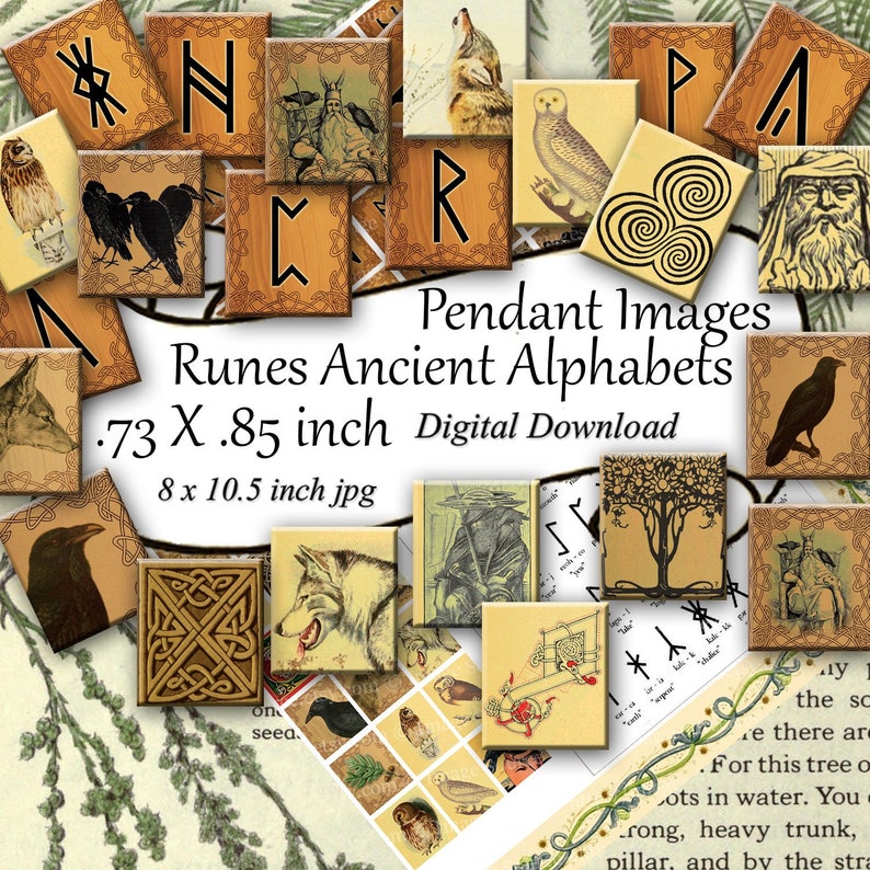 Rune Squares Printable Tiles Digital Collage Sheet .75 X .83 | Etsy