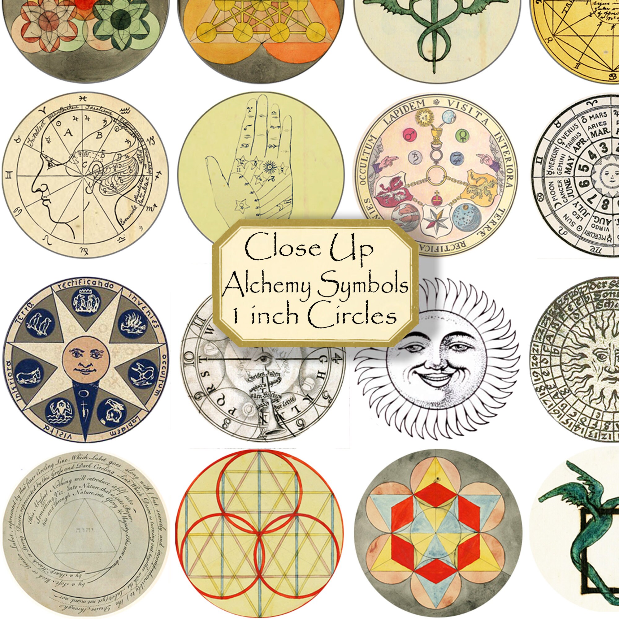 Printable Alchemy Mysticism Symbols Magic Circles Digital - Etsy