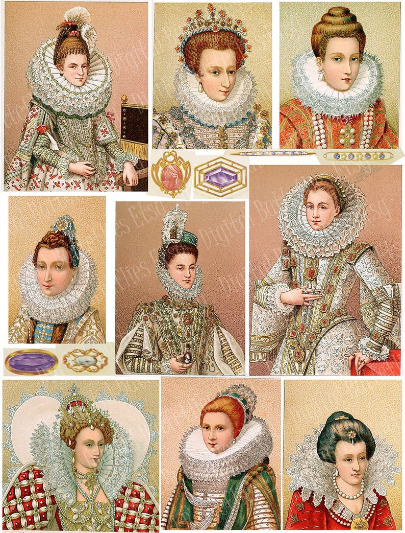 Renaissance Ladies Printable Portraits Digital Collage Sheet, Instant ...