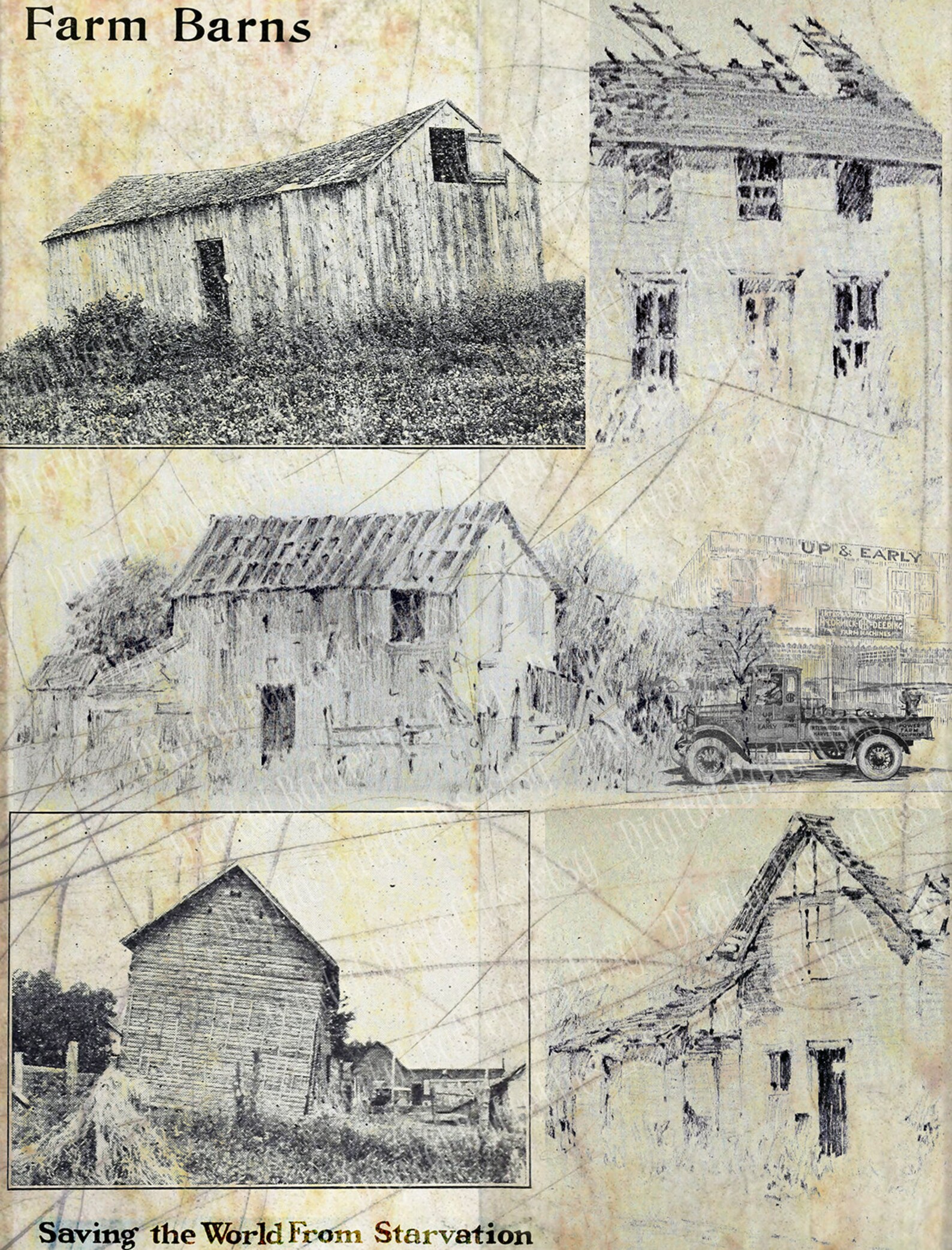 Old Barns Printable, Farm Life Sketches, Wooden Barn Illustrations ...