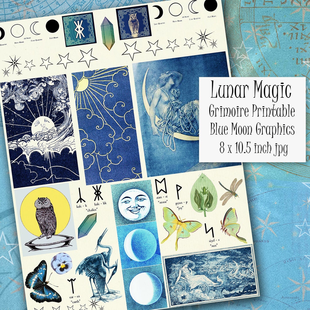 Printable Moon Magic Graphics, 8 X 10.5 Inch Jpg Digital Collage Sheet ...