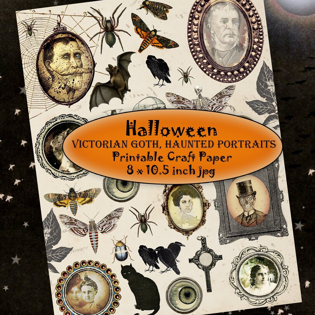 Victorian Goth Haunted Portraits and Halloween Elements, Printable ...