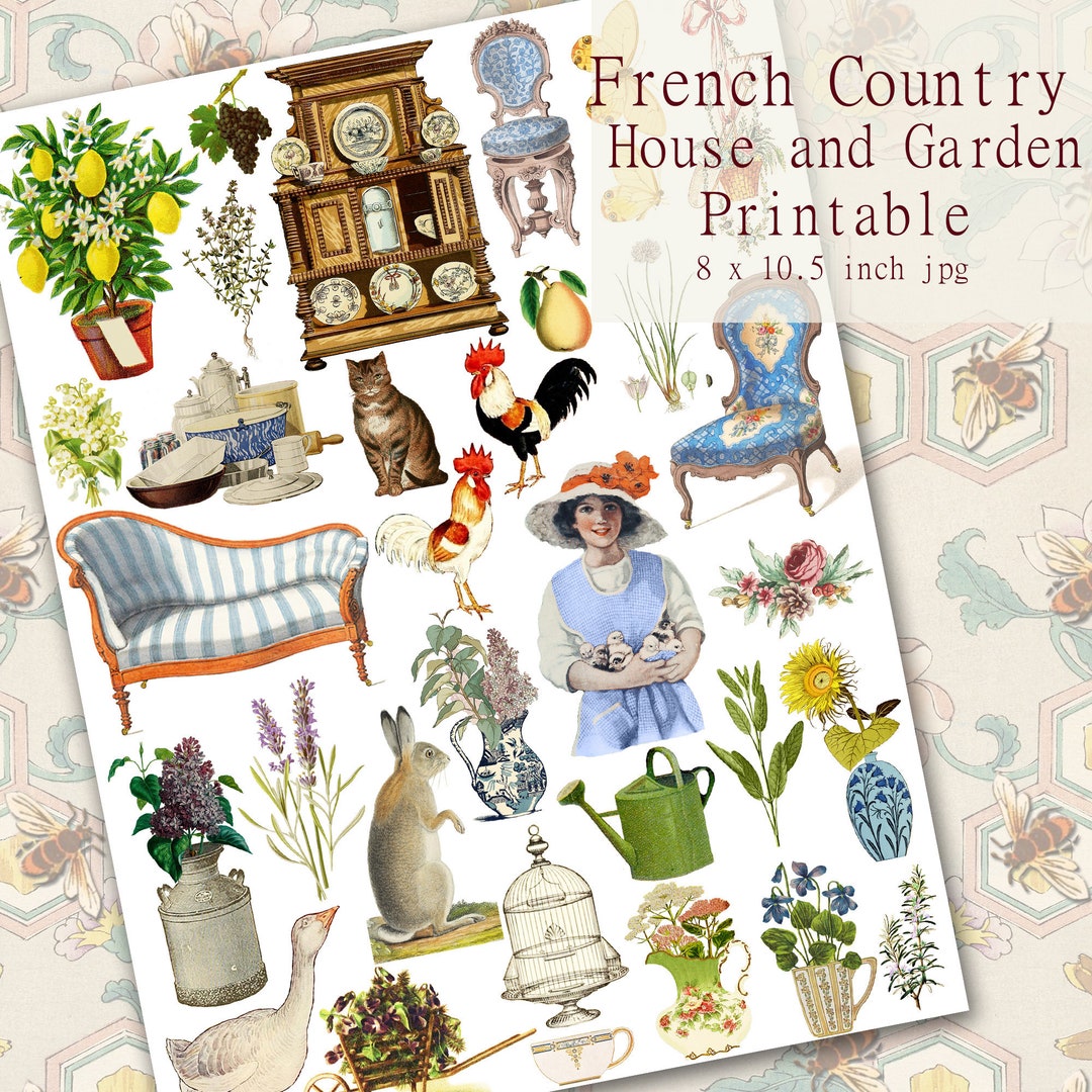 French Country Printable House and Garden, Junk Journaling ...