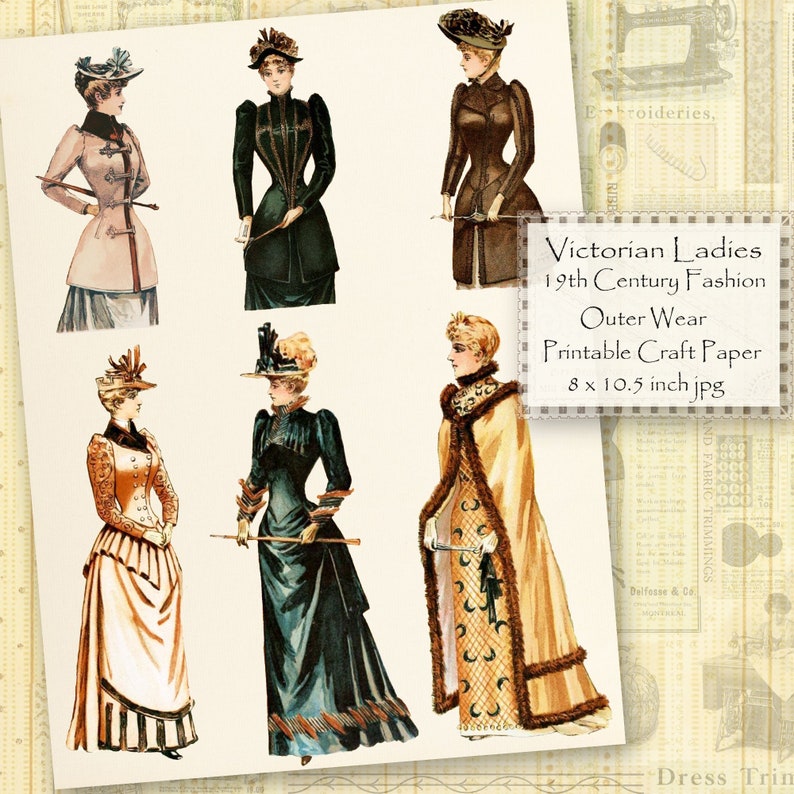 Victorian Ladies Printable Outer Wear Winter Fashions Womens Hats