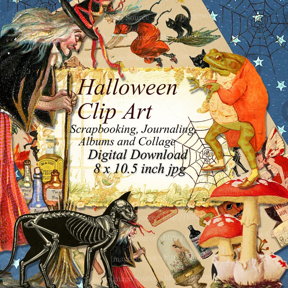 Halloween Witches Printable Elements Witches Black Cats - Etsy UK