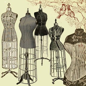 Printable Dress Forms Sewing Ephemera Clipart 8 X 10.5 Inch Digital ...