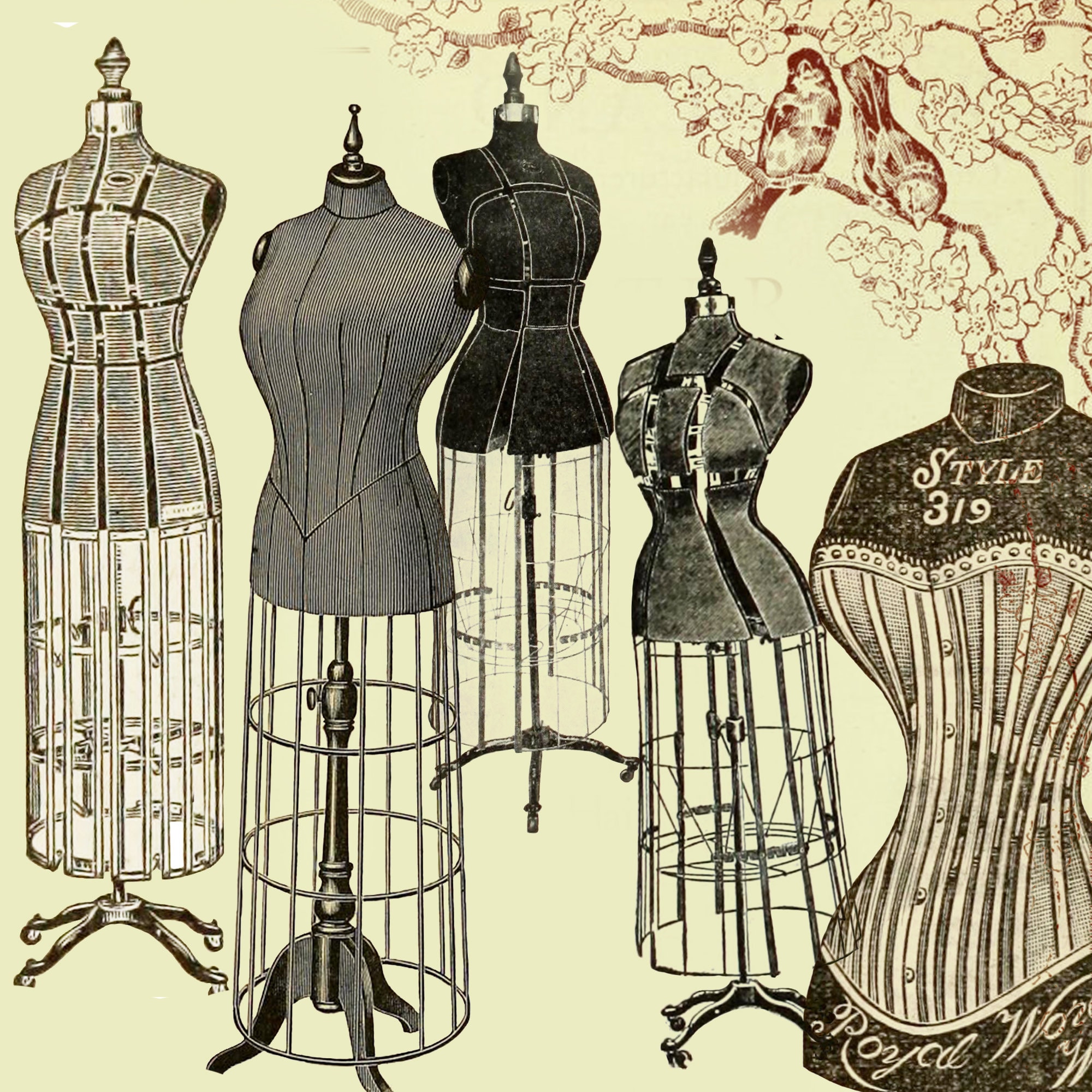 Printable Dress Forms Sewing Ephemera Clipart 8 X 10.5 Inch - Etsy