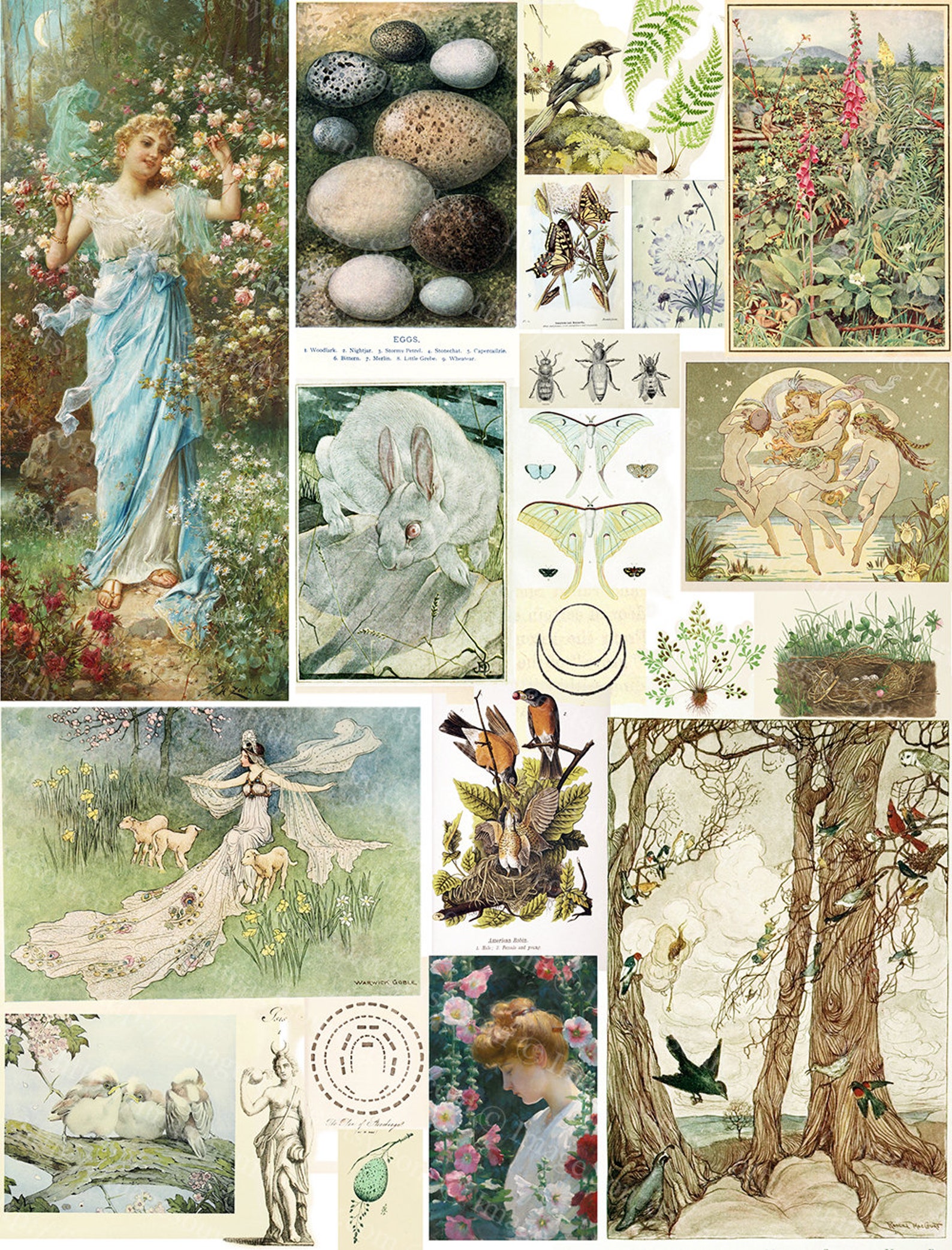 Spring Easter Printable Clip Art Ostara Pagan Spring Equinox - Etsy