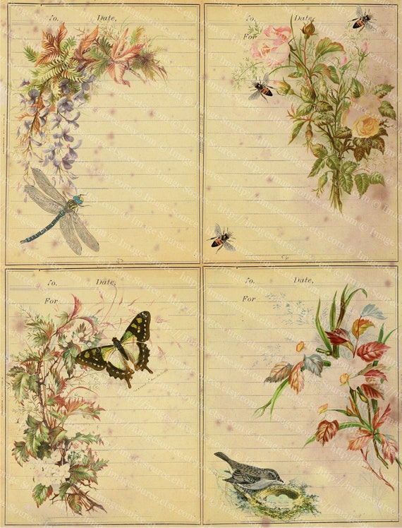 Botanical Junk Journal Printable Butterflies and Flowers Nature ...