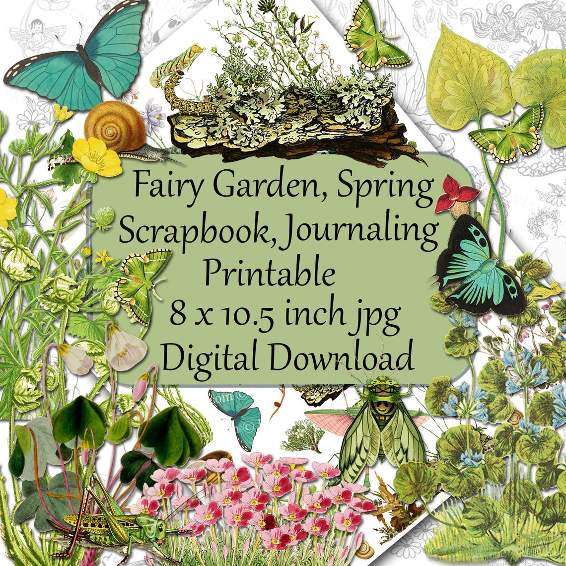 Spring Fairy Garden Printable Scrapbooking Journaling - Etsy