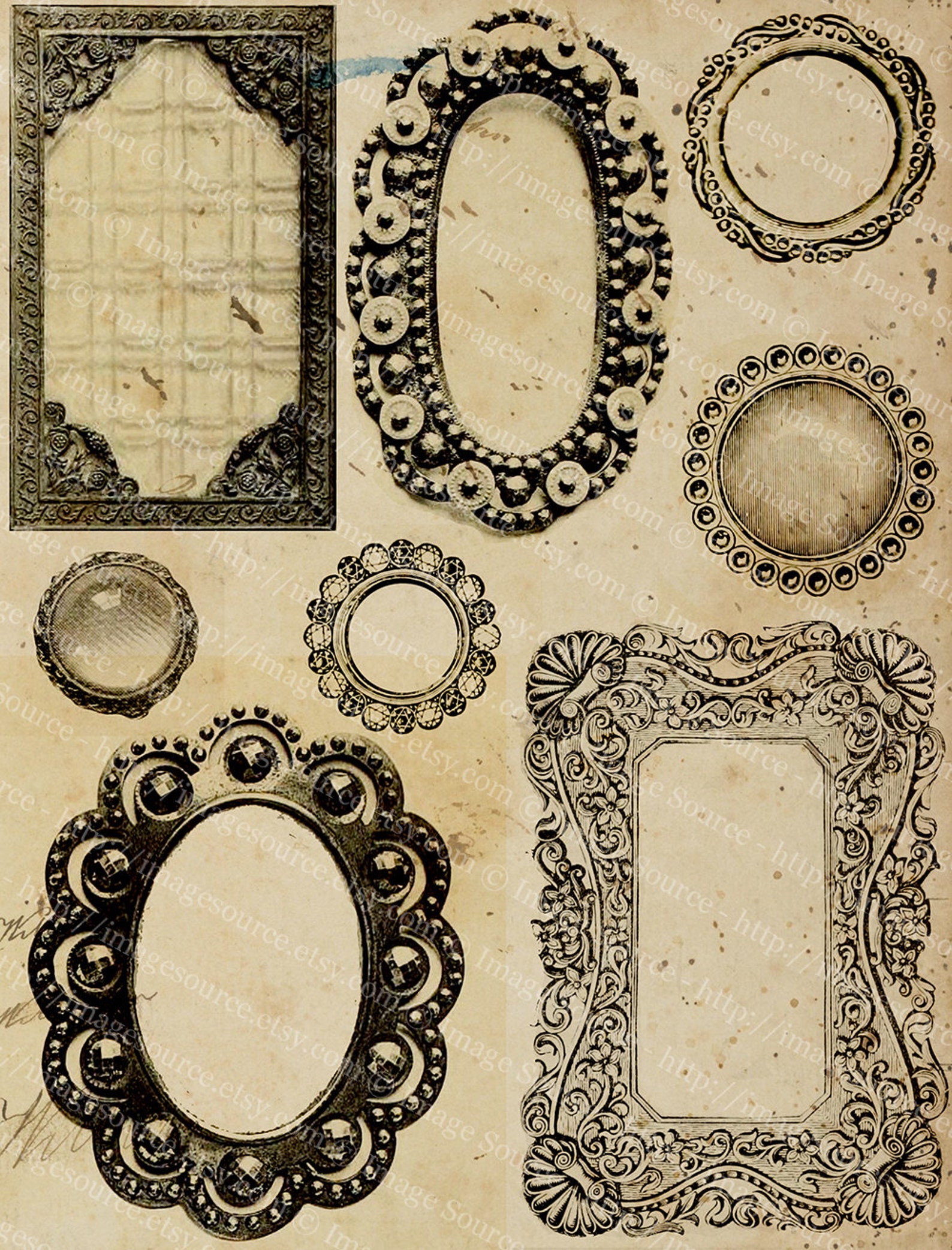 Goth Frames Halloween Elements Printable, Clusters, Scrapbooking ...