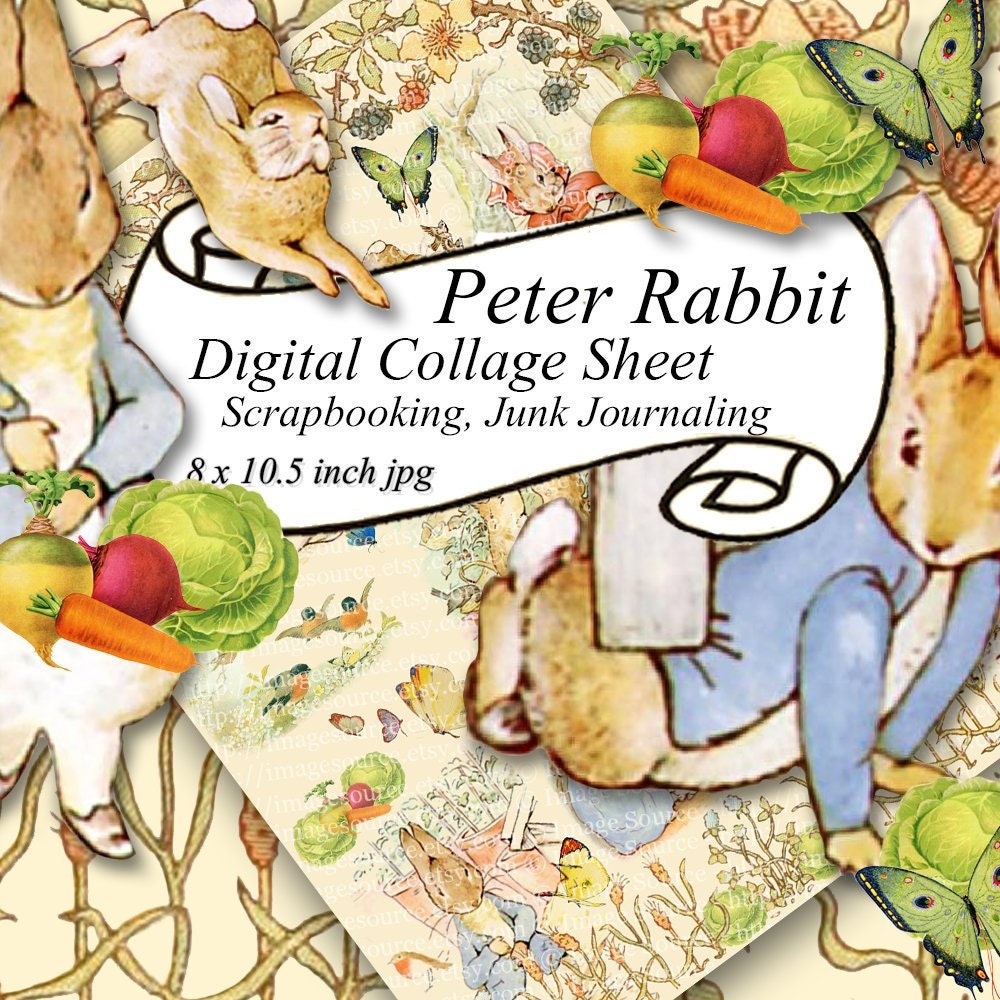 Peter Rabbit Scrapbooking Printable Digital Collage Sheet, Beatrix ...