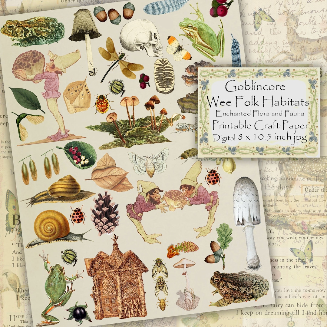 Printable Goblincore Collage Elements, Woodland Wee Folk, Enchanted ...