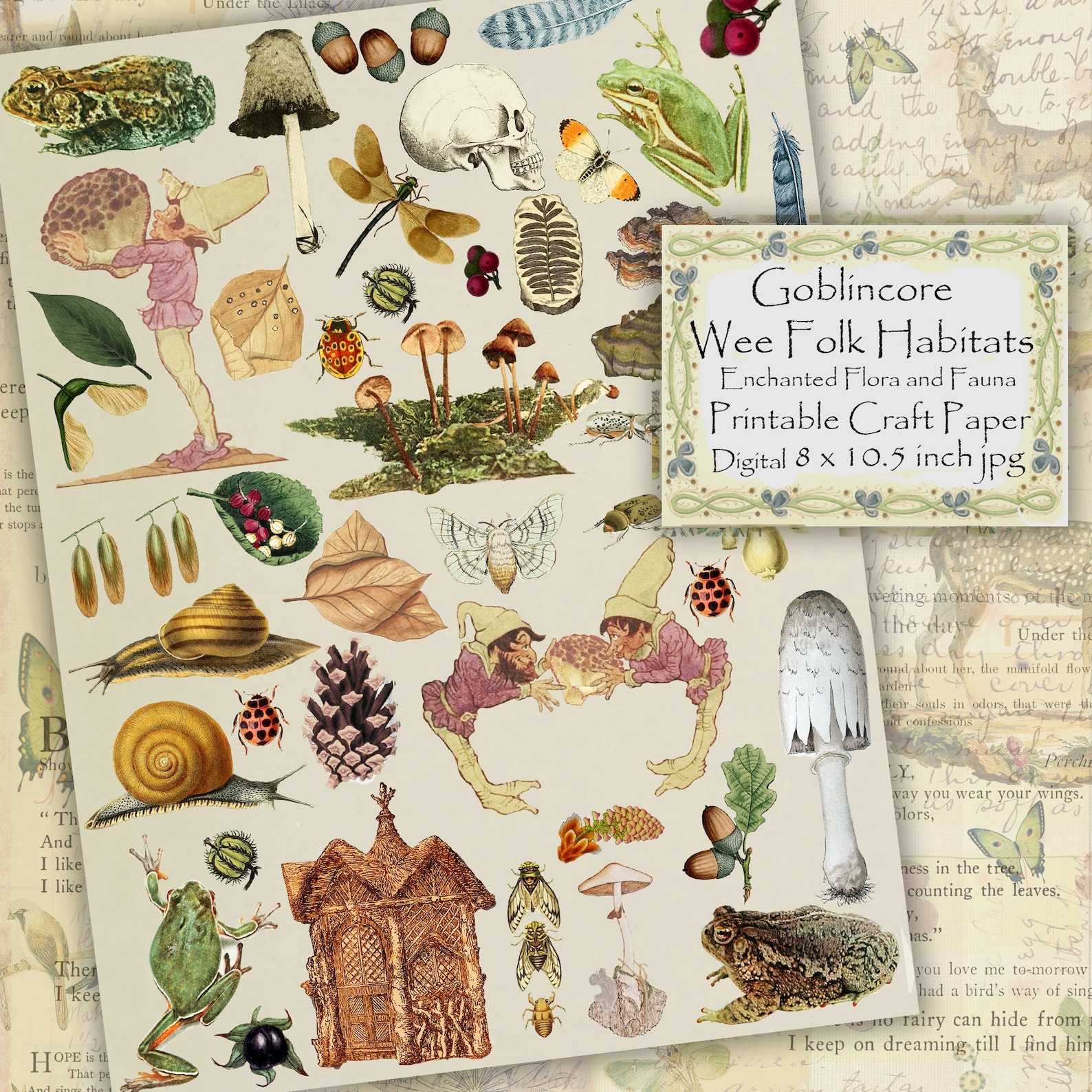 Printable Goblincore Collage Elements, Woodland Wee Folk, Enchanted ...