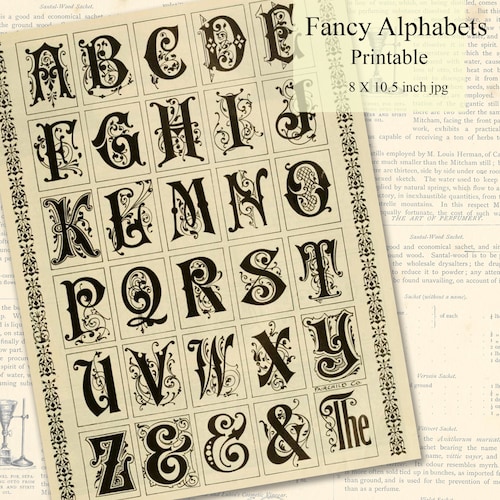 Fancy Alphabet Squares Printable Decorative Bold Large - Etsy