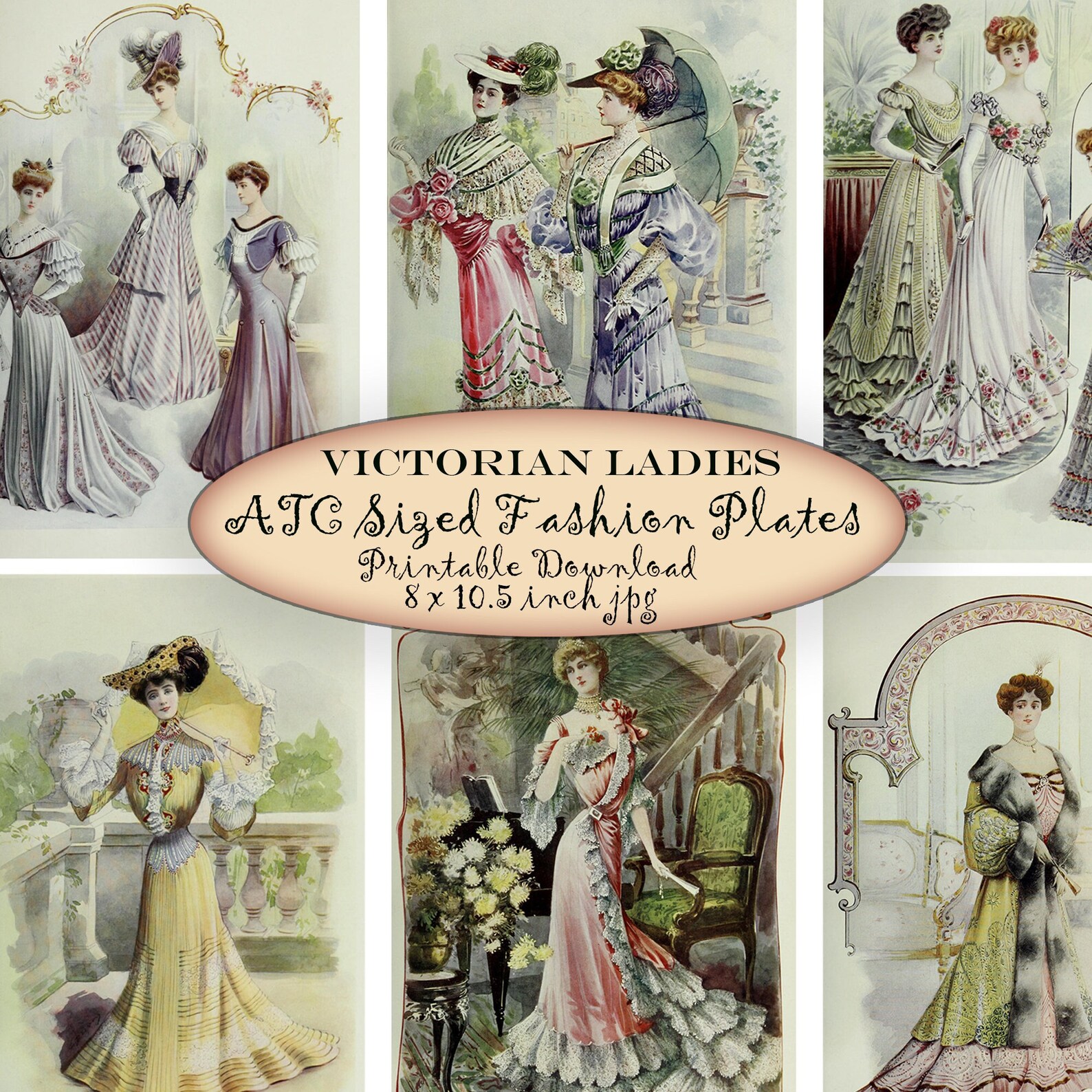 Victorian Ladies Printable Cards Digital Collage Sheet ATC - Etsy