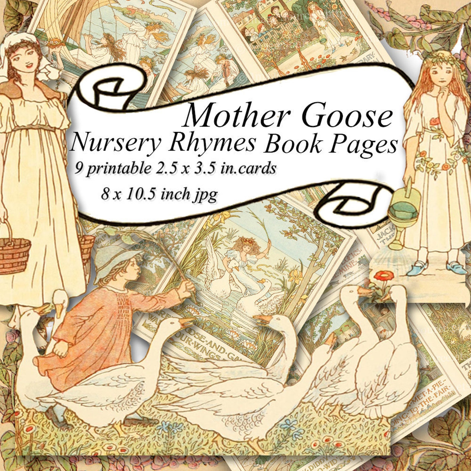 Mother Goose Printable Nursery Rhymes Scrapbook Pages | Etsy