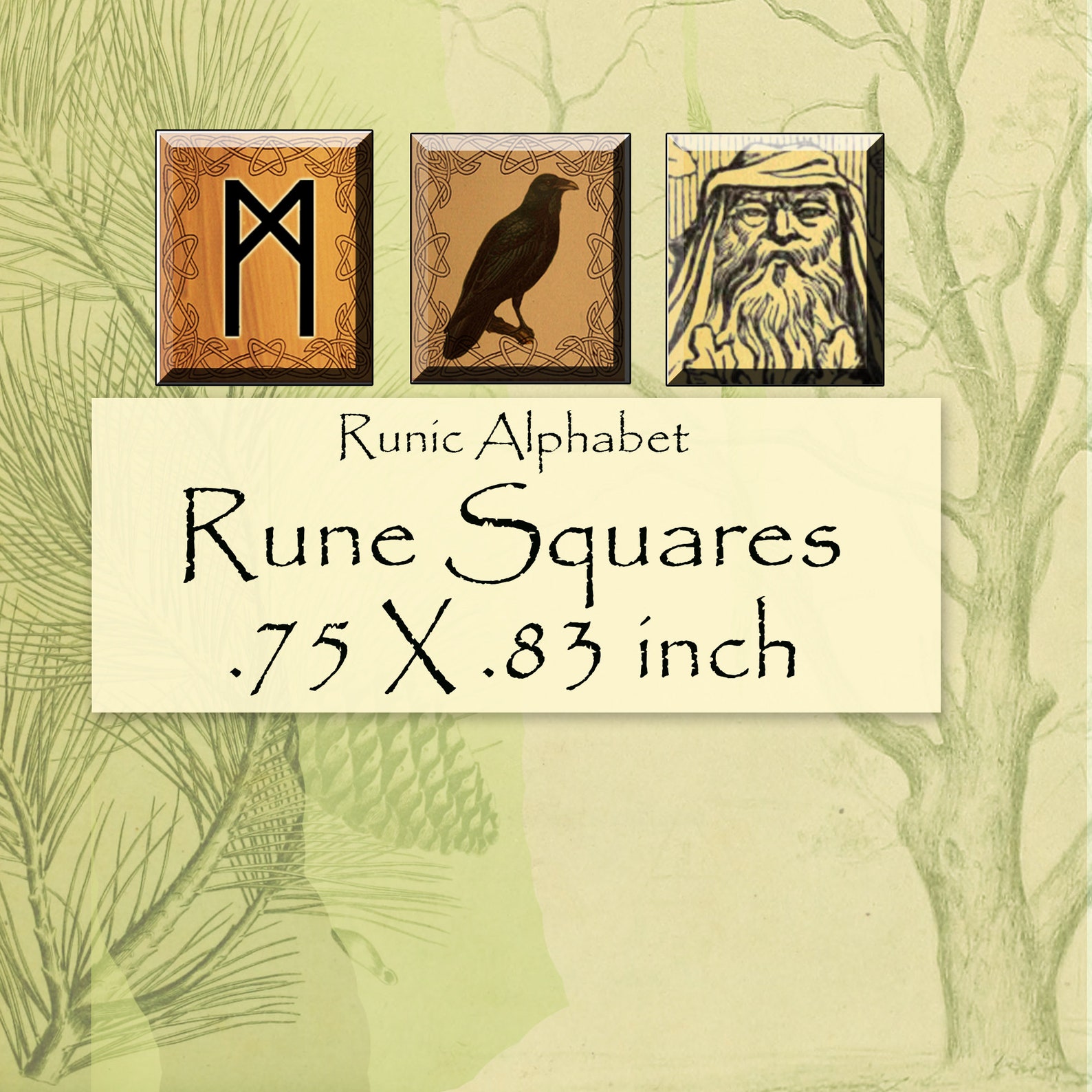 Rune Squares Printable Tiles Digital Collage Sheet .75 X .83 Inch Runic ...