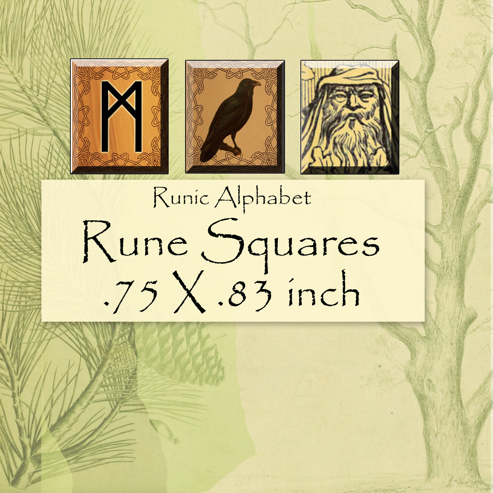 Rune Squares Printable Tiles Digital Collage Sheet .75 X .83 Inch Runic ...
