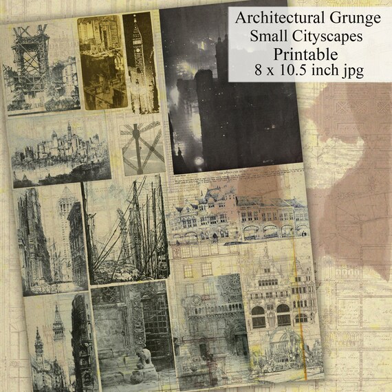 Architectural Grunge Printable Cityscapes Altered | Etsy