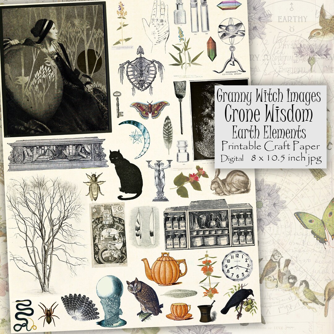 Wise Woman Printable Crone Archetype, Granny Witch, Grimoire Images ...