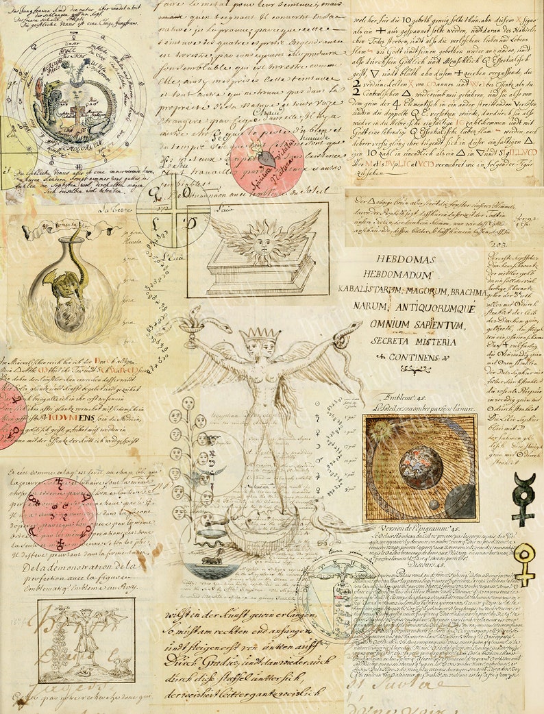 Printable Medieval Mysticism Symbols and Script, Set of 2 Digital ...