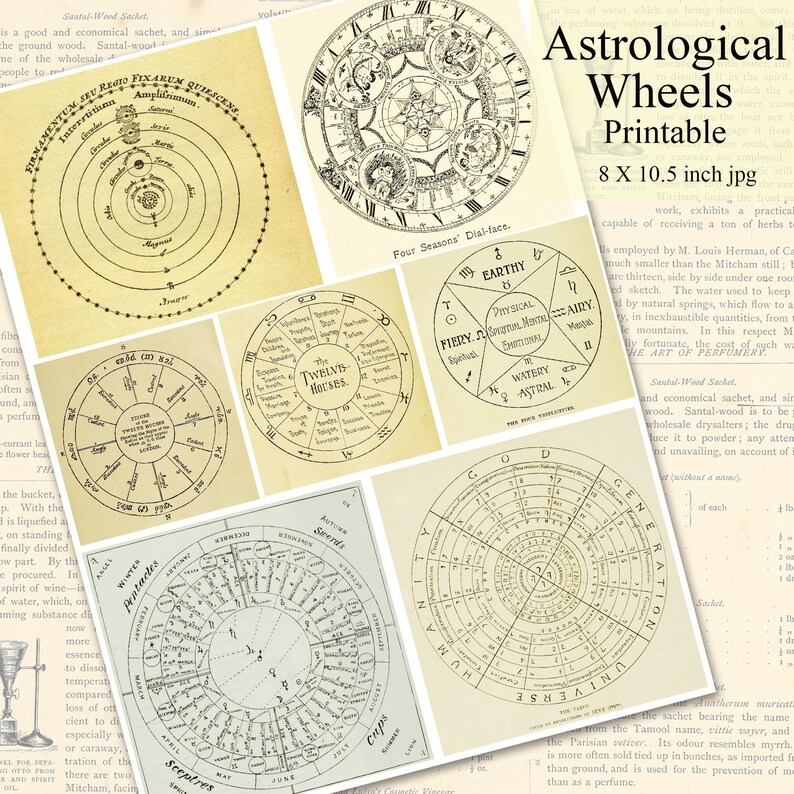 Astrological Wheels Printable, Medieval Art Collage Sheet Digital ...