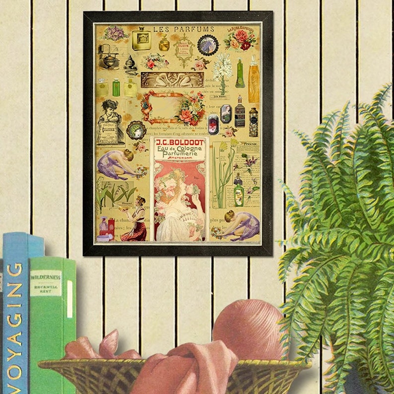 Perfume Collage Poster Printable Wall Art, Art of Perfumery, Room Decor ...