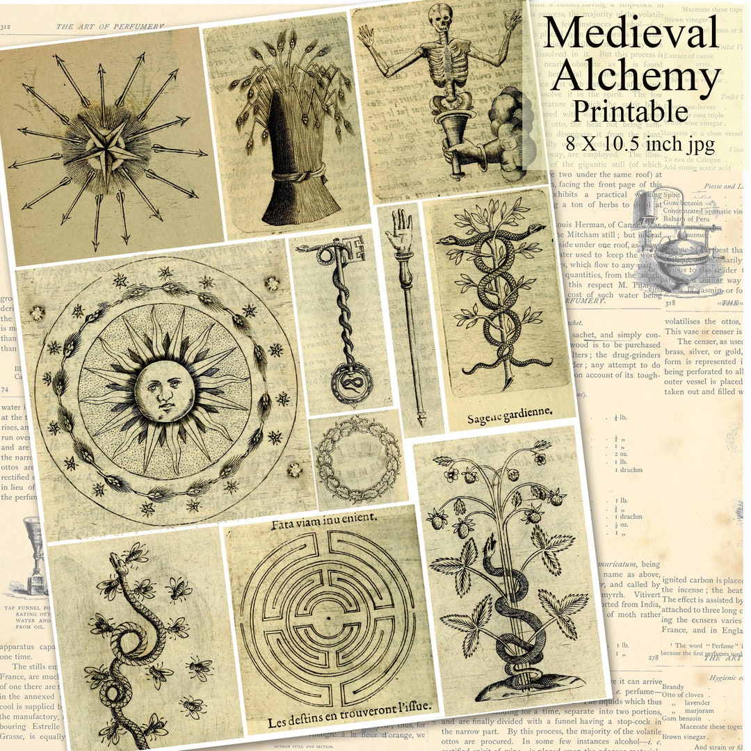 Alchemy Symbols Medieval Mysticism Collage Sheet Digital - Etsy