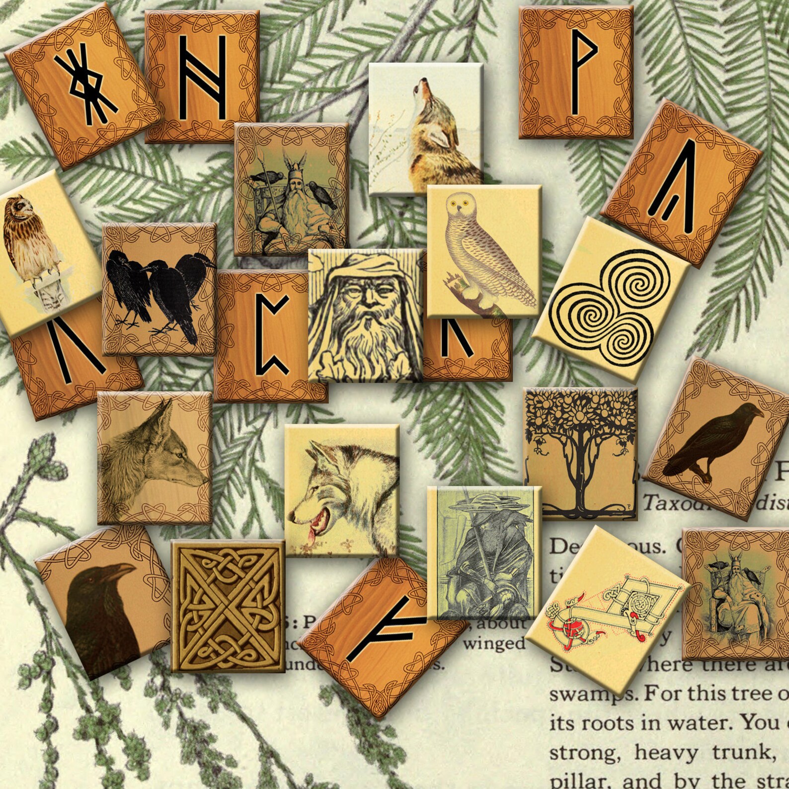 Rune Squares Printable Tiles Digital Collage Sheet .75 X .83 - Etsy