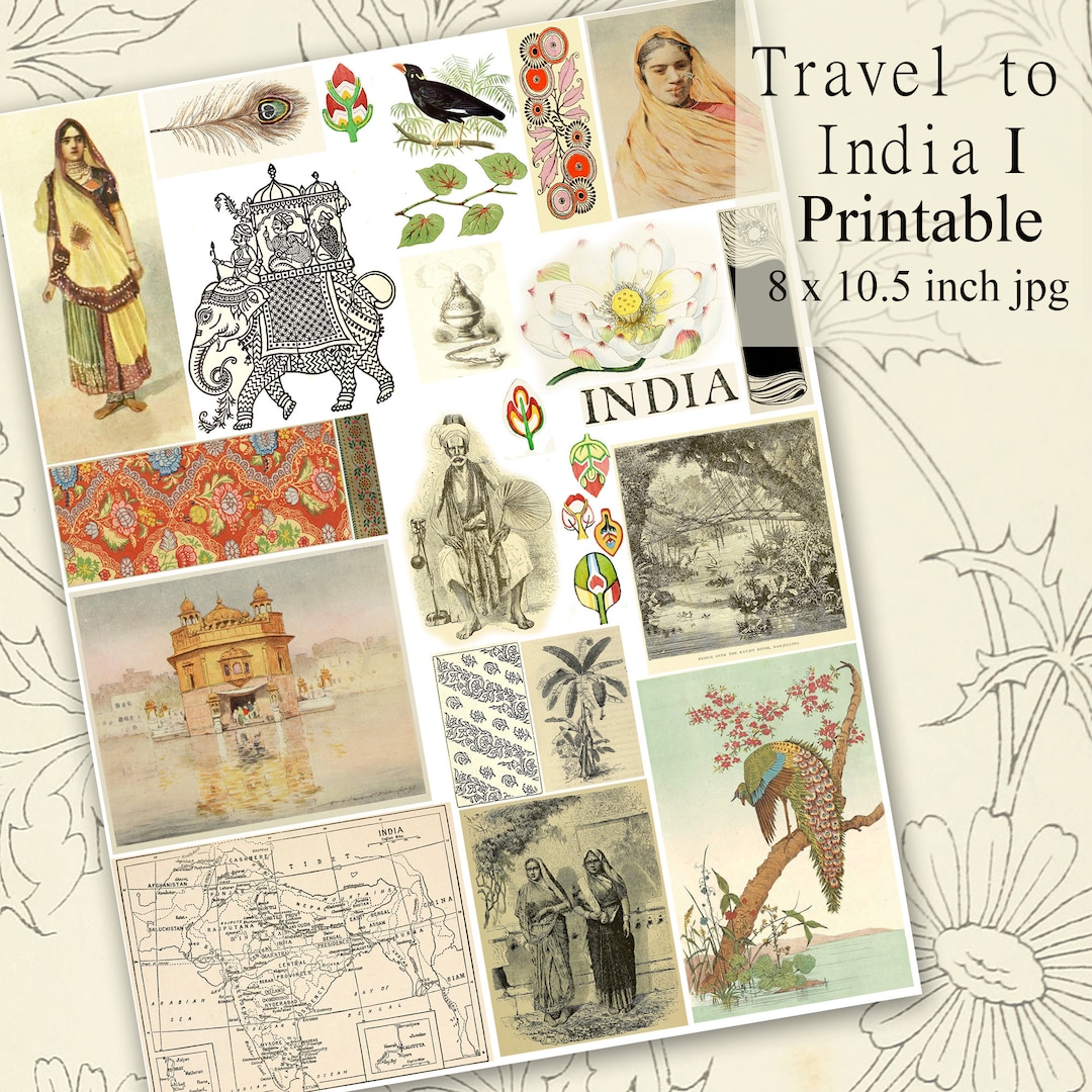 Travel to India Printable Scrapbook Images I, Journaling Download ...