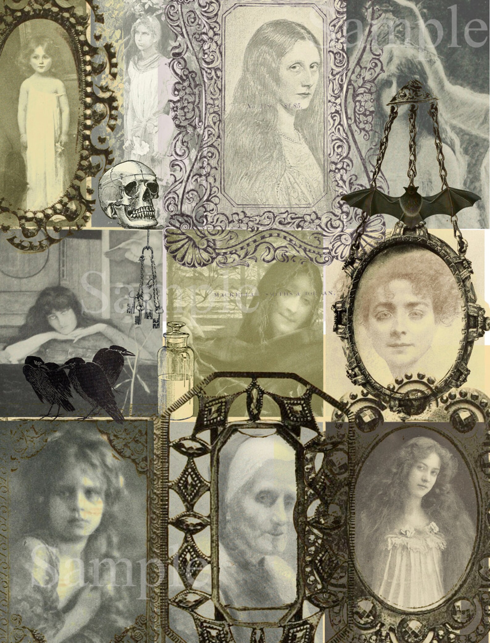 Goth Frames Halloween Elements Printable Clusters | Etsy