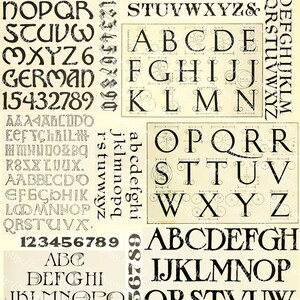 Printable Alphabets and Numbers, Digital Collage Sheet, Bold Vintage ...