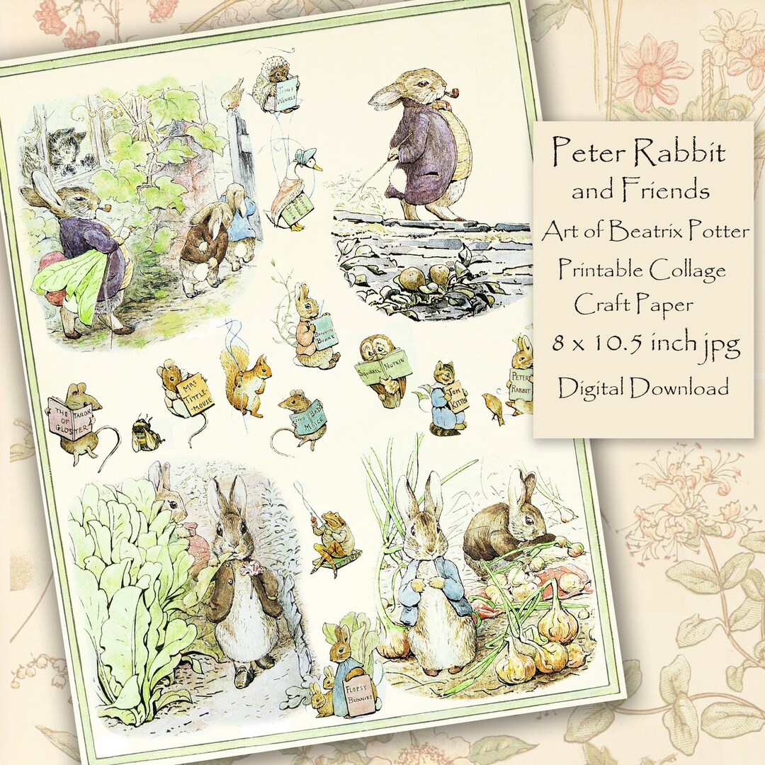 Printable Peter Rabbit and Friends Altered Art Scrapbooking, Journaling ...