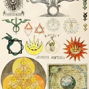 Printable Medieval Mysticism Symbols and Script, Set of 2 Digital ...